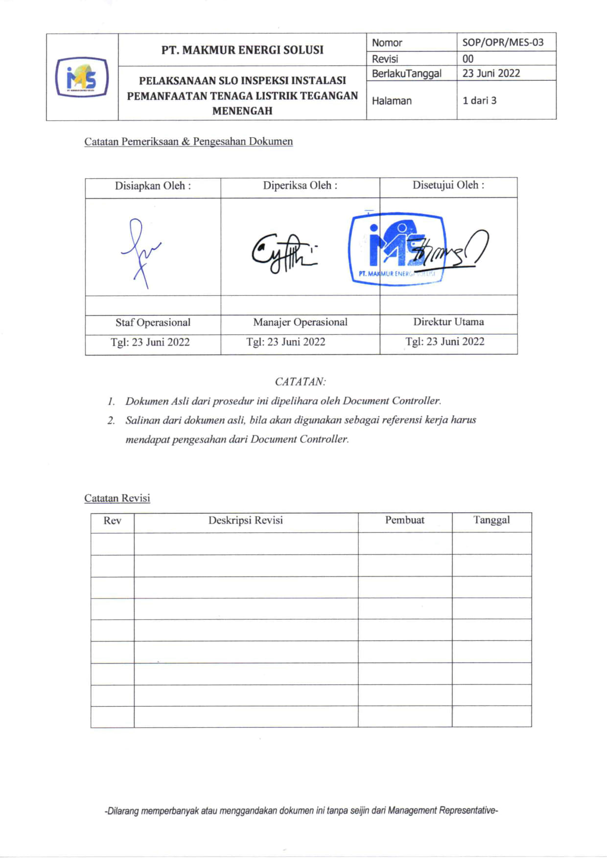 Standar Operasi Prosedur | Makmurenergisolusi.com