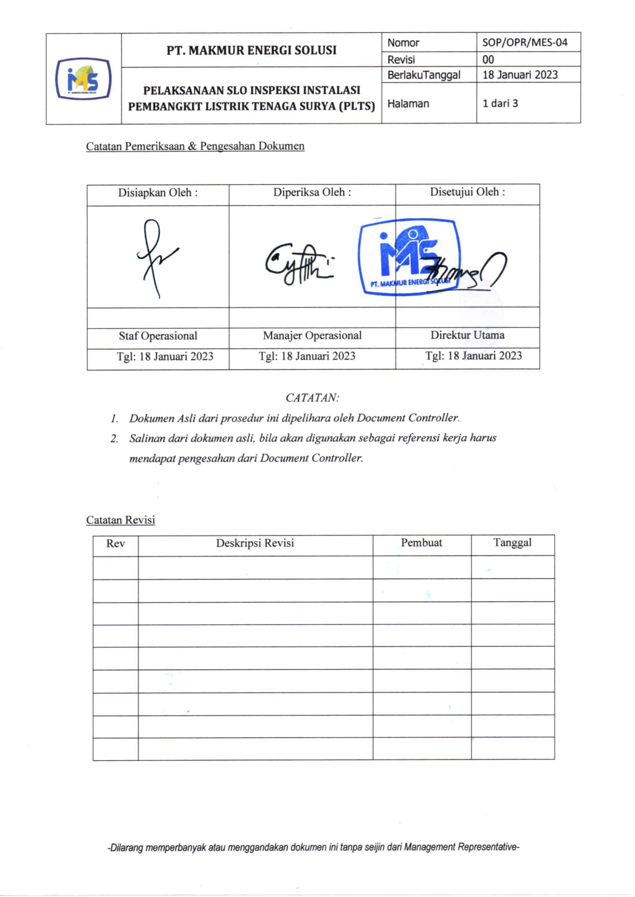 Standar Operasi Prosedur | Makmurenergisolusi.com