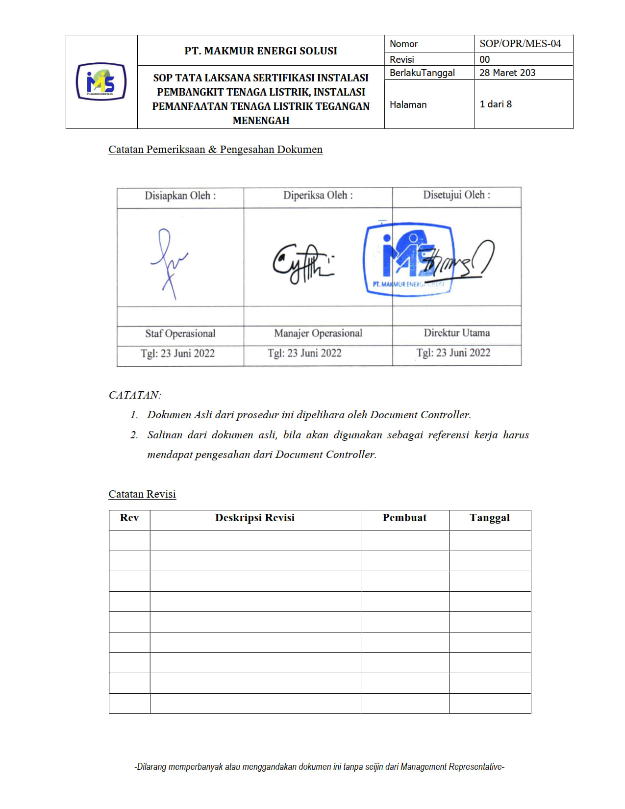 Standar Operasi Prosedur | Makmurenergisolusi.com